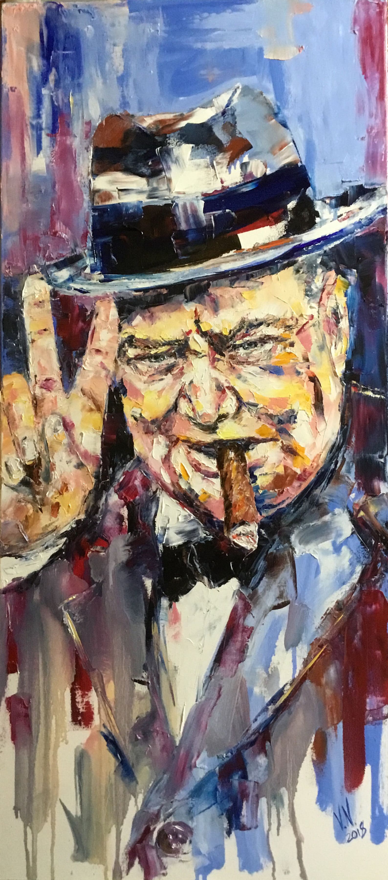 Winston Churchill Painting Portrait Oil Original Art on Canvas - Etsy