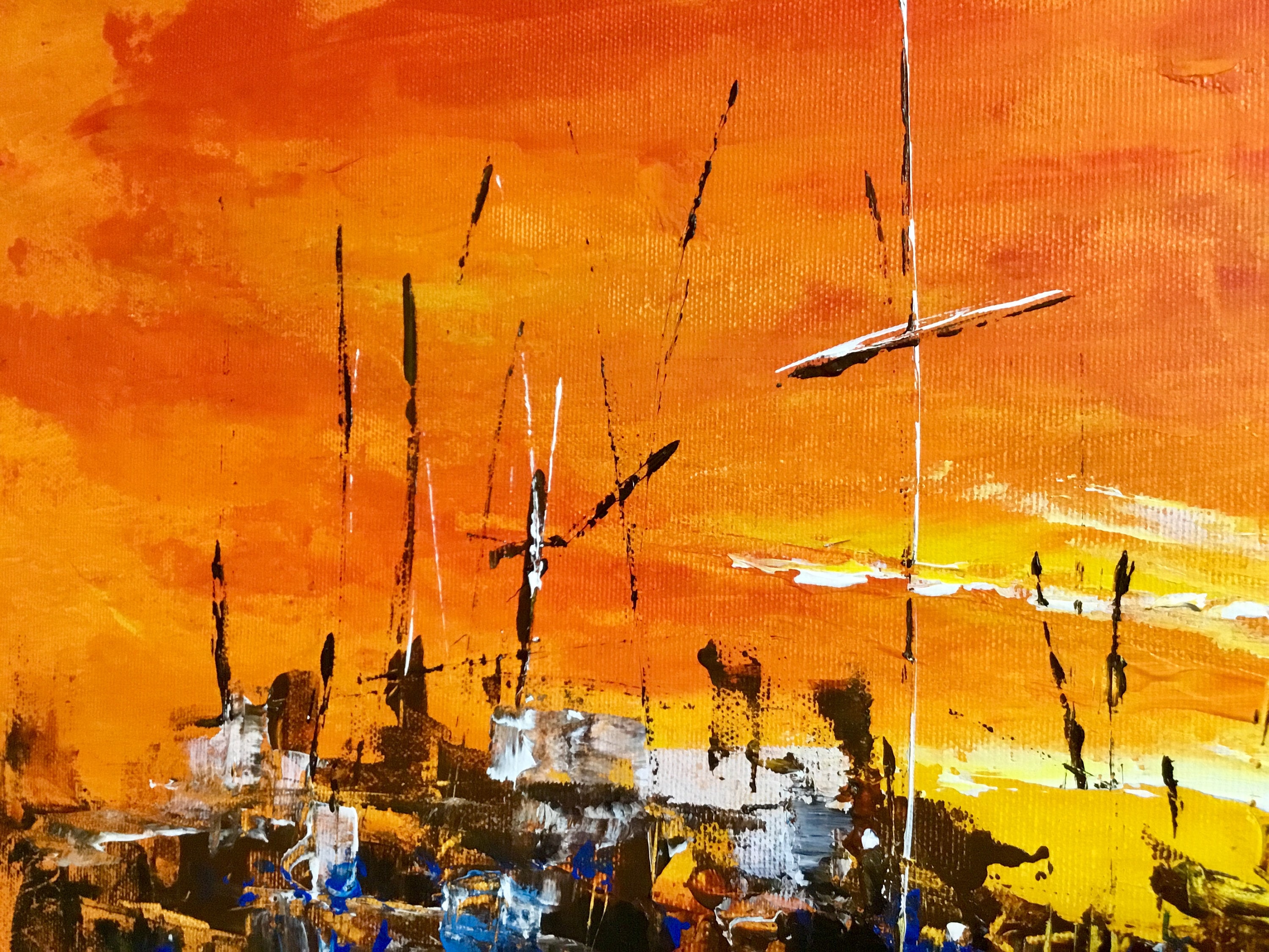 Orange Acrylic Painting for Nautical Interior Abstract Art - Etsy