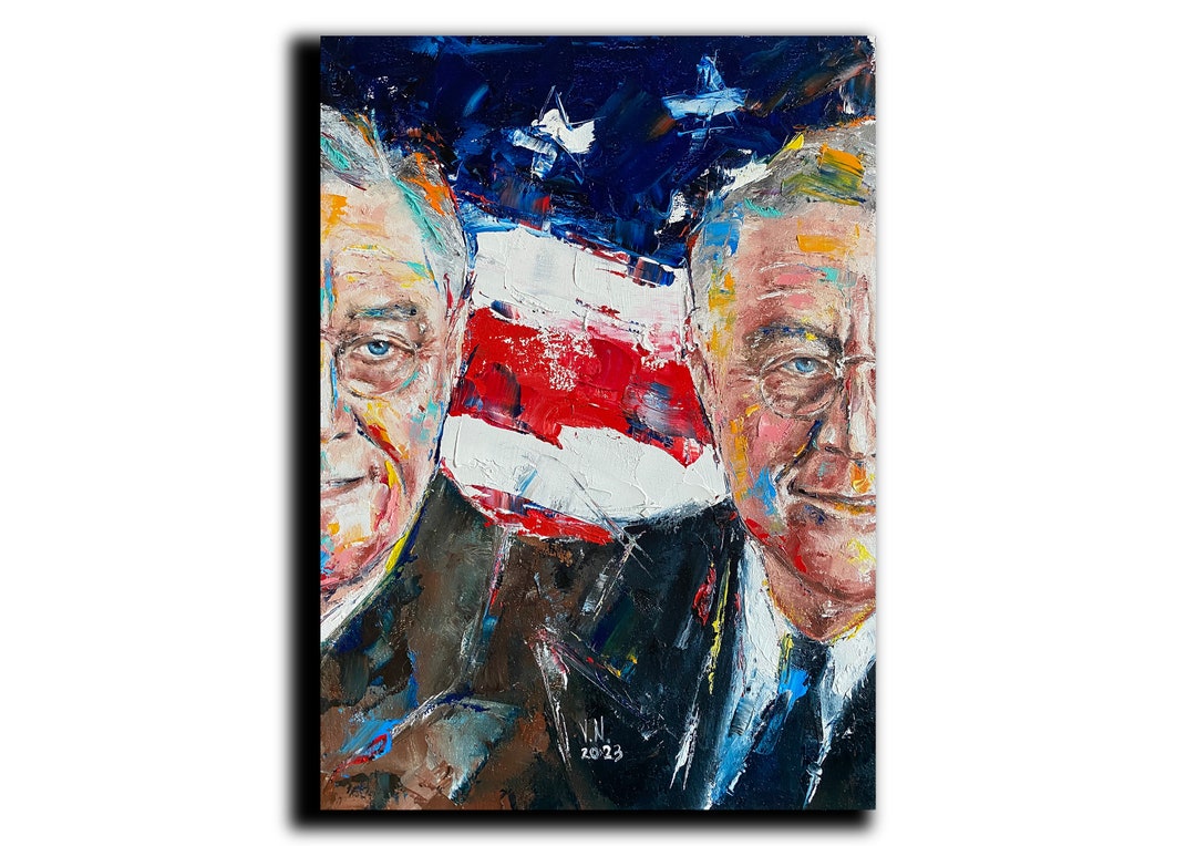 Franklin Delano Roosevelt Art Portrait FDR Oil Painting President of ...