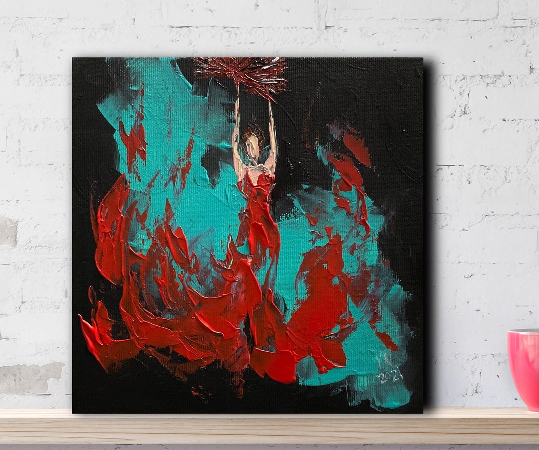 Flamenco Dancing Small Painting Abstract Art Canvas Spanish Dance ...