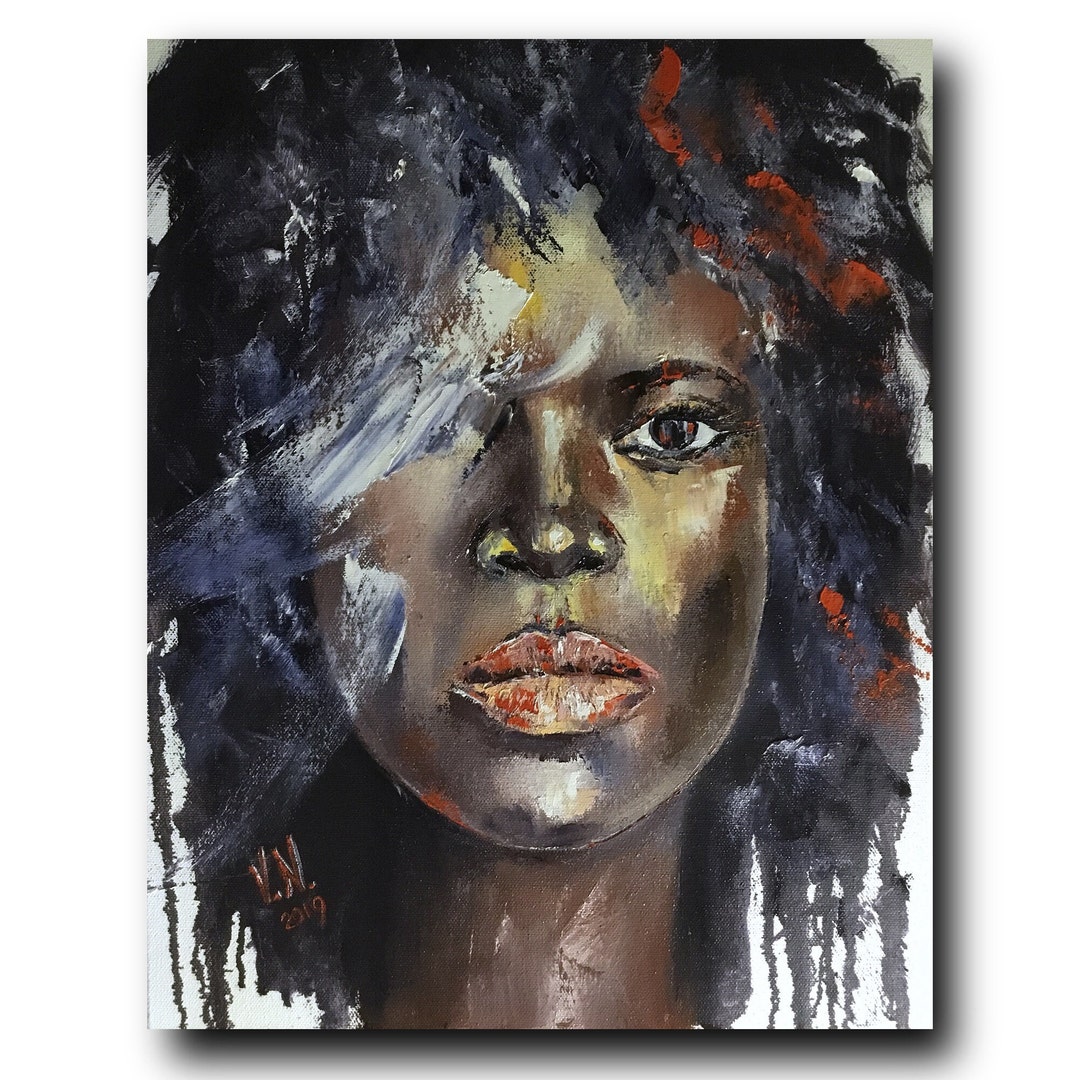 Black Beauty Painting Afro Women Portrait Original Oil Art African ...