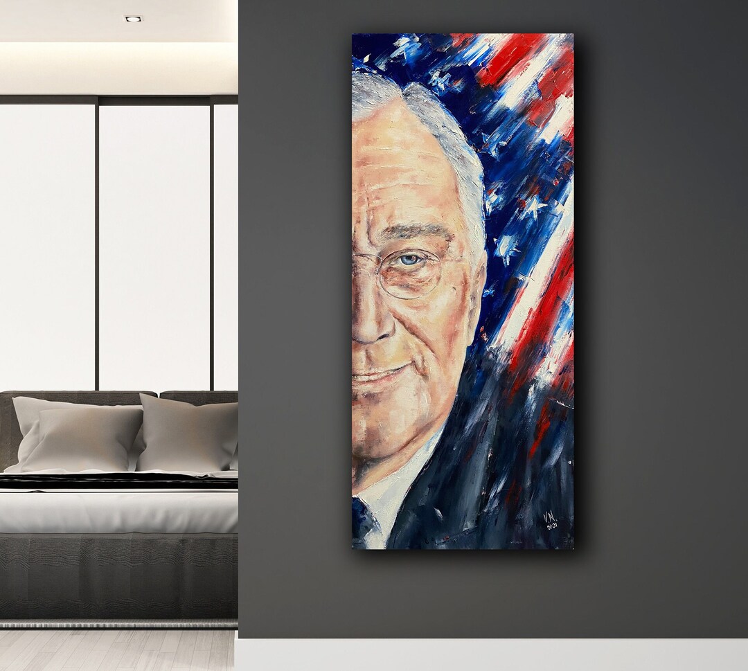 Franklin Delano Roosevelt Art Portrait FDR Oil Painting President of ...