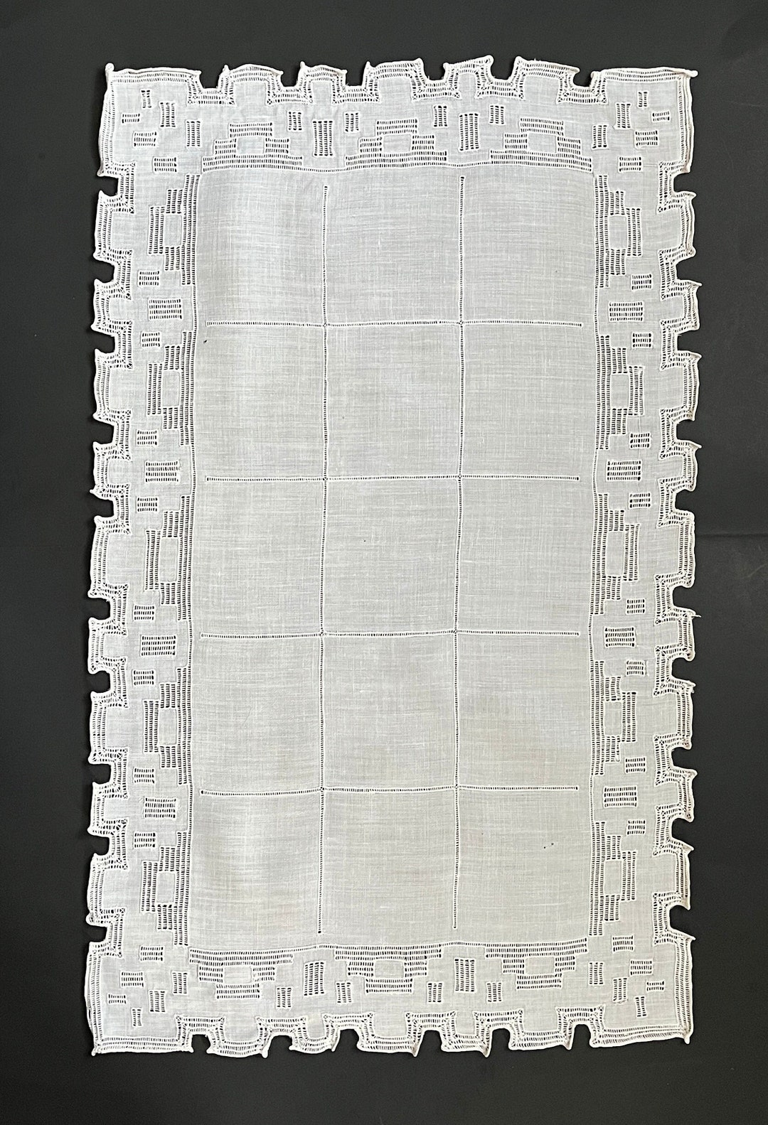 Vintage White Drawn or Pulled Thread Bureau Table Scarf Runner - Etsy