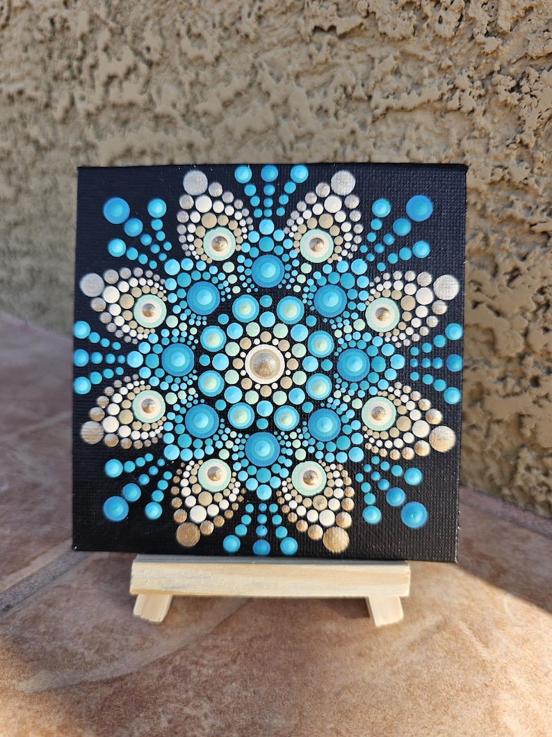 Coastal Calm Beginner Mandala Painting Kit | 4x4 Prepped Canvas ...