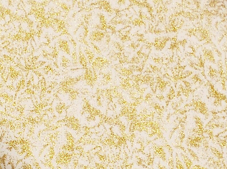 Twinkle #5638 (lots of Gold Glitter on White) Fairy Frost Fabric ...