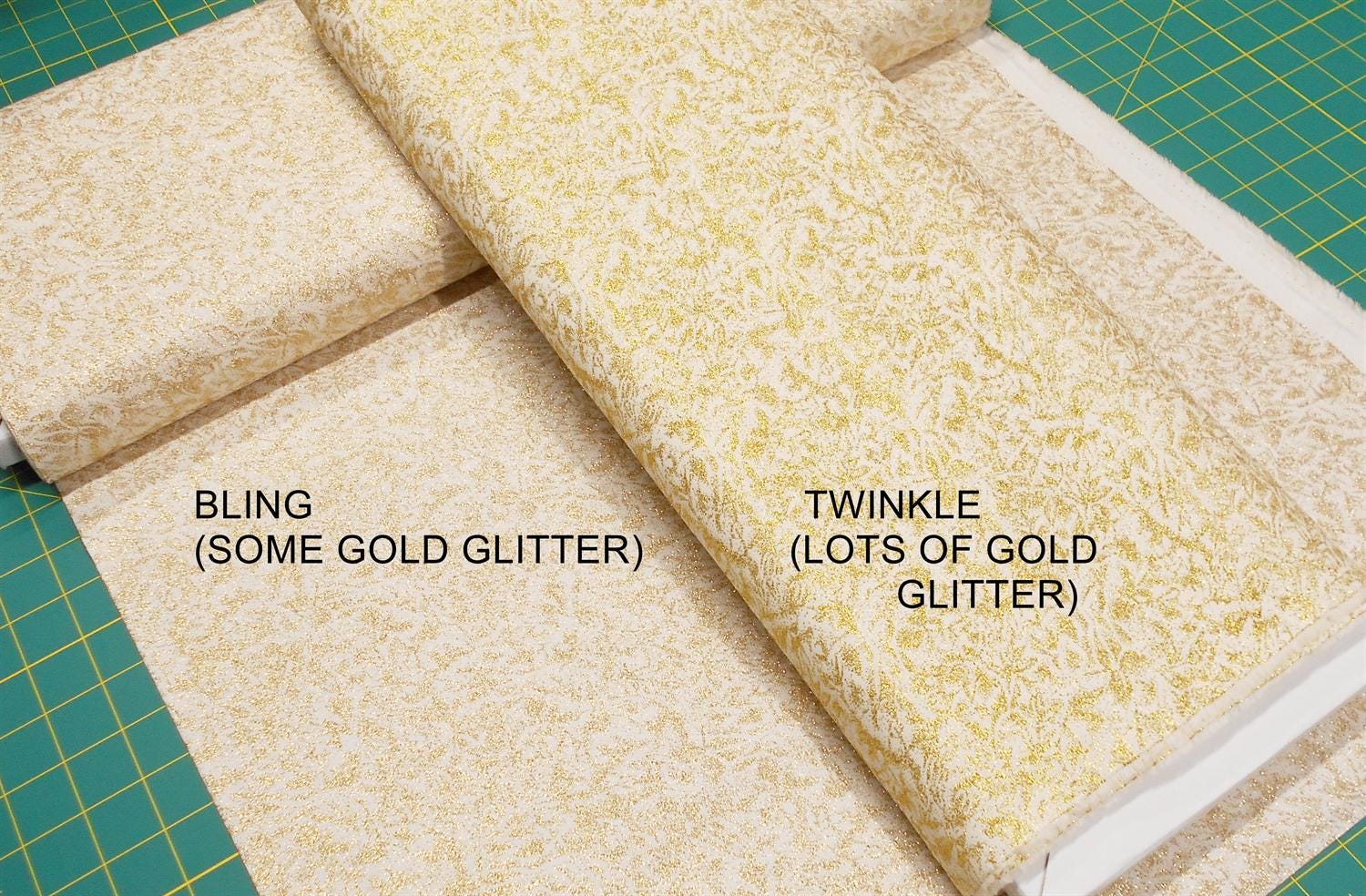 Twinkle #5638 (lots of Gold Glitter on White) Fairy Frost Fabric ...