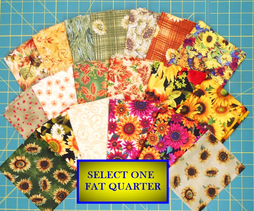 Fat Quarter Fabric/large Fall Leaves/gold Flourish/green Orange ...