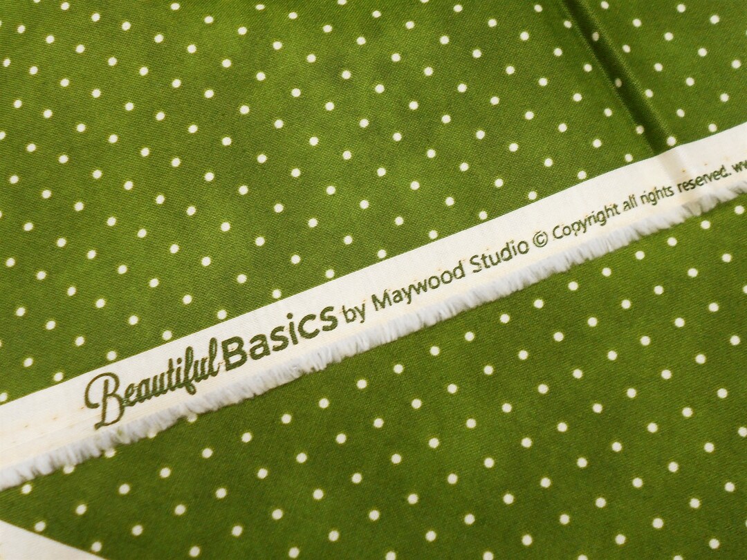 Polka Dot/pin Dot/tiny Dot Fabric -#4776- Moss Green With Tiny White ...