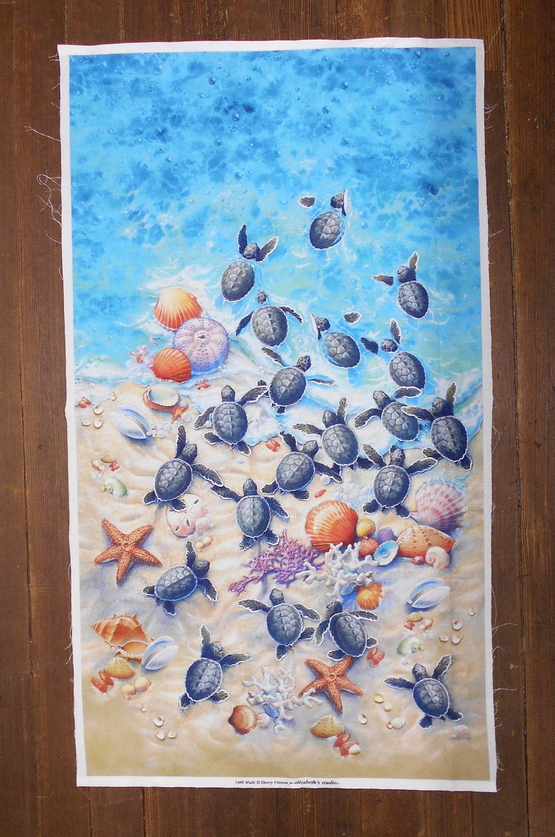 Sea Turtle Fabric Panel-race to Safety #5735/elizabeth's Studio/approx ...