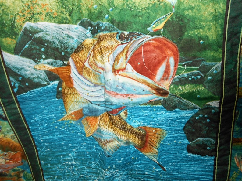 Largemouth Bass Lap Quilt/fishing/fisherman/fishermen/mancave Approx ...