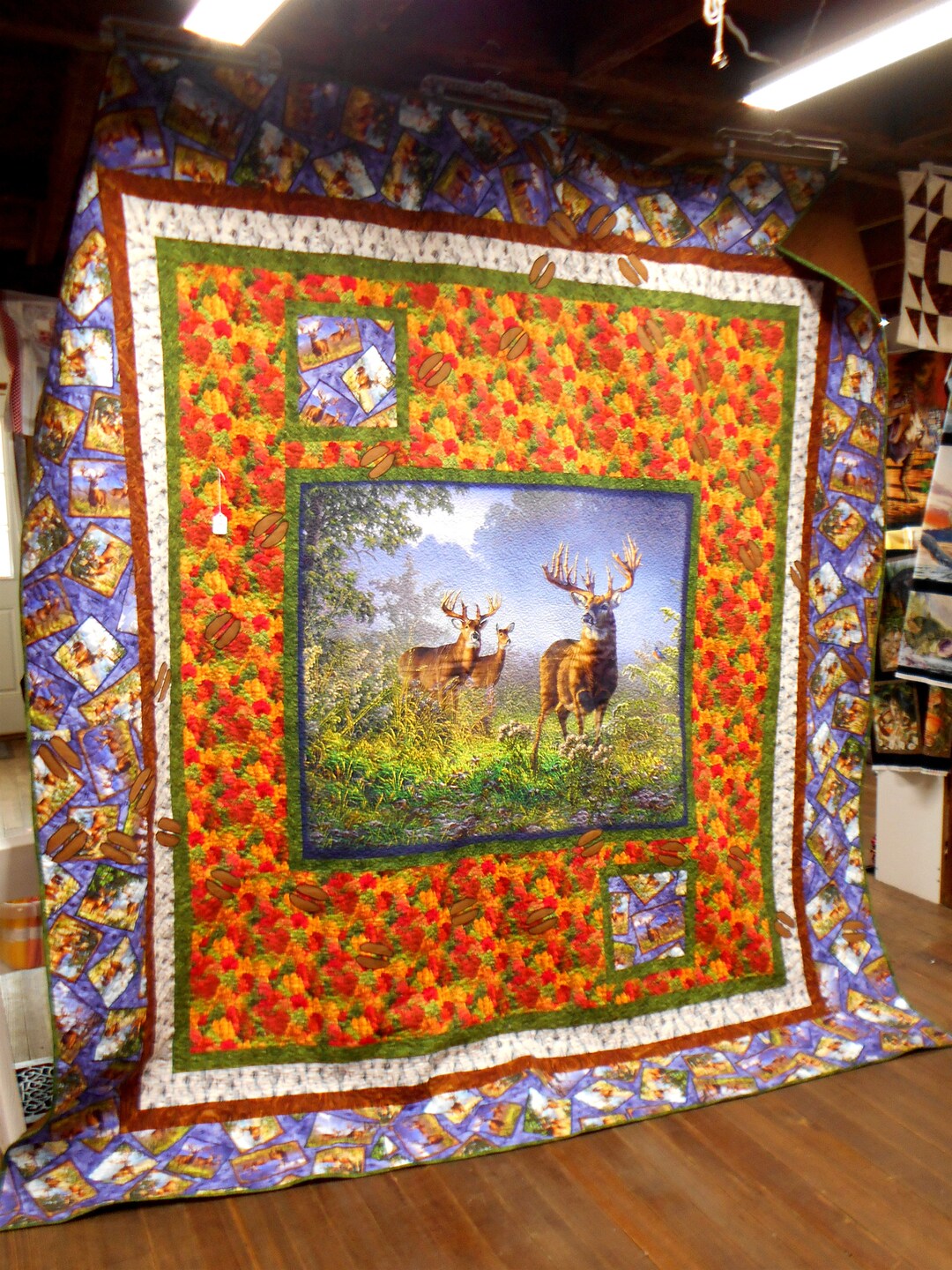 Nontypical White-tailed Deer Quilt/queen/king-approx 93x99"/appliqued ...