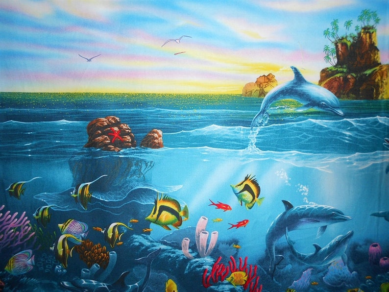 Fabric Bundle-under the Sea Dolphin Panel/elizabeth's - Etsy