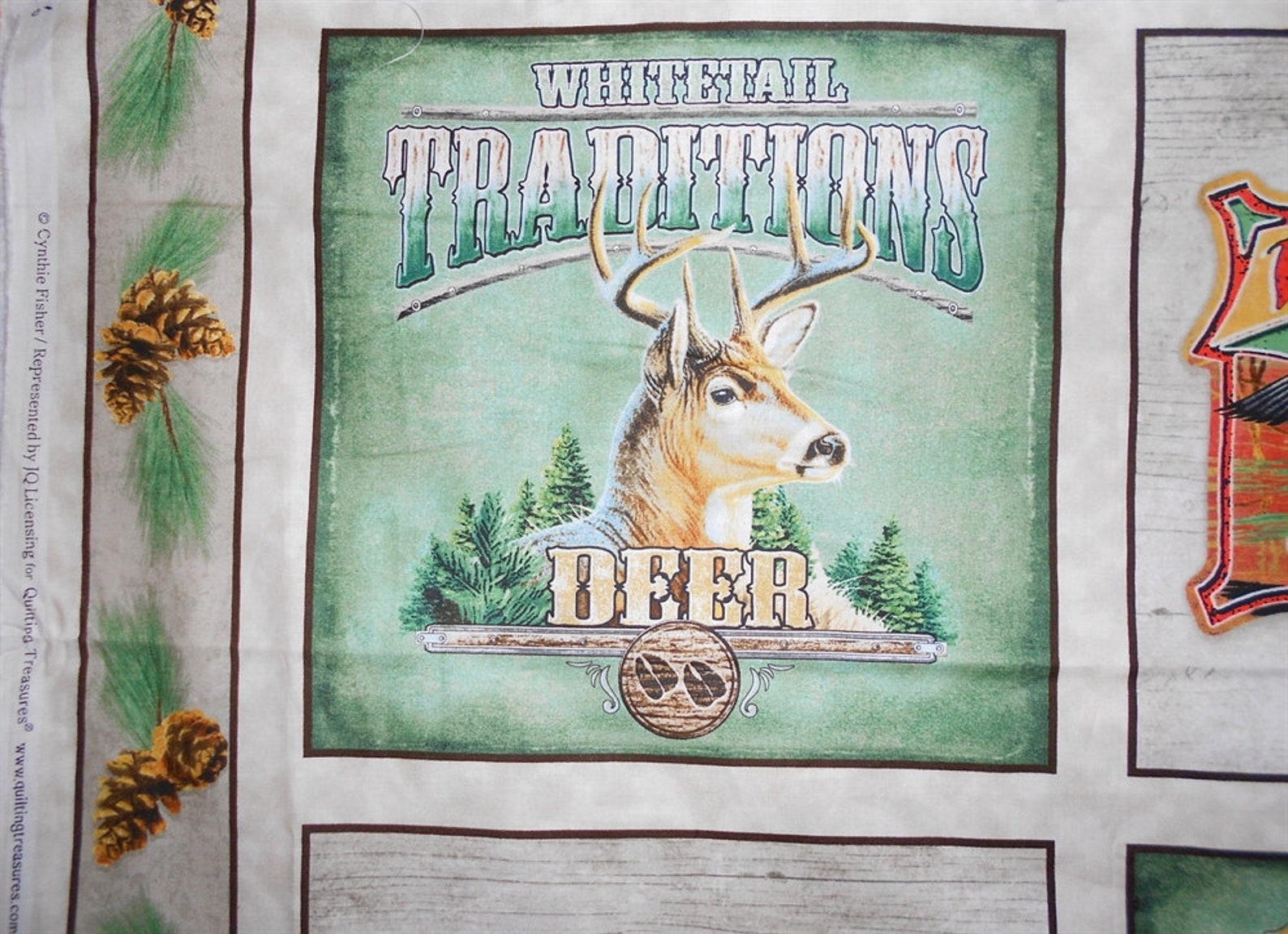 Fabric-north Woods/northwoods Animal Panel #4052/ 23"x42" White Tailed ...