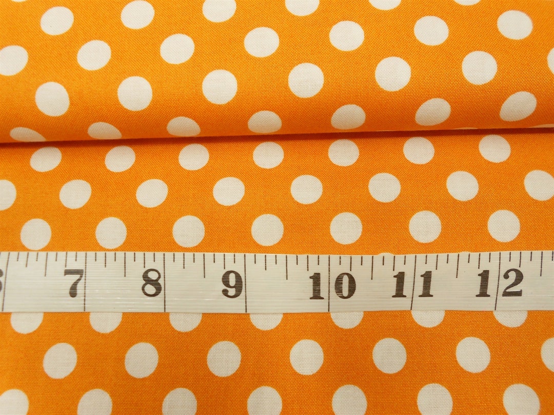 Orange Polka Dot Fabric-#3985-halloween/white Dots on Orange/medium ...