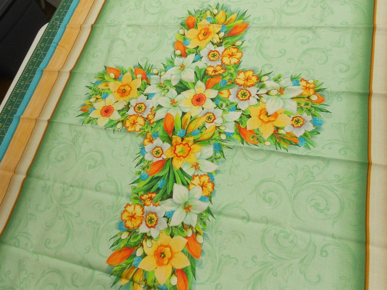 Easter Cross Floral Fabric Panel-easter - Etsy