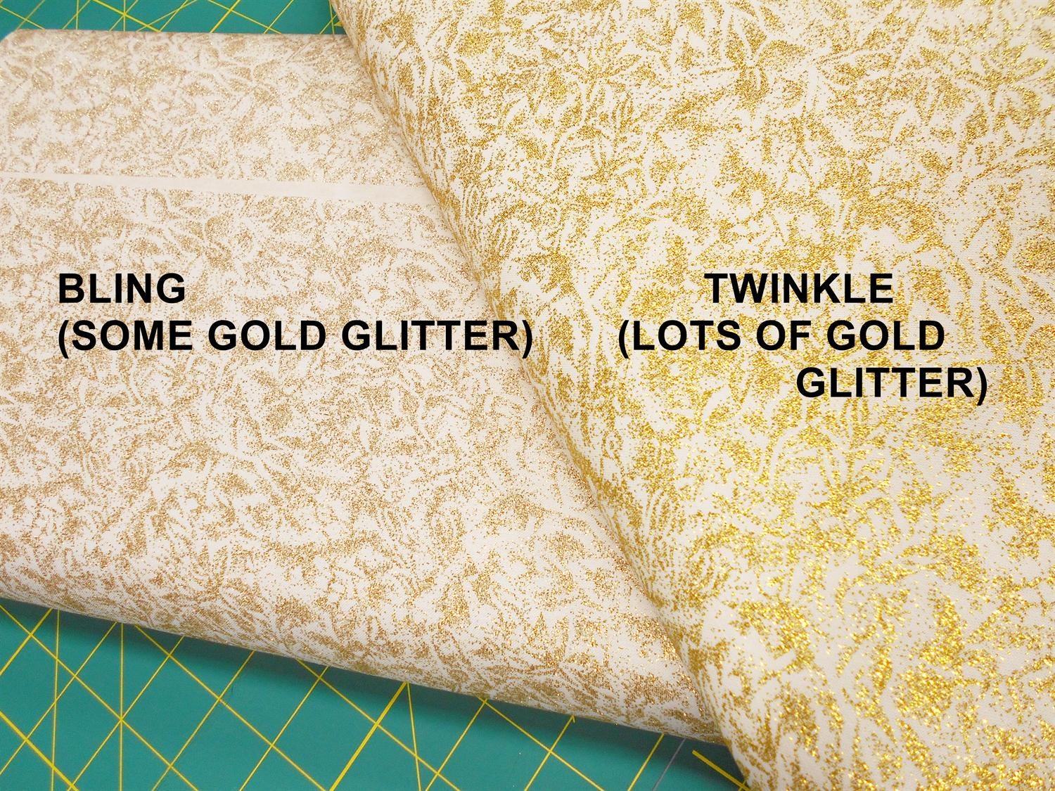 Twinkle #5638 (lots of Gold Glitter on White) Fairy Frost Fabric ...