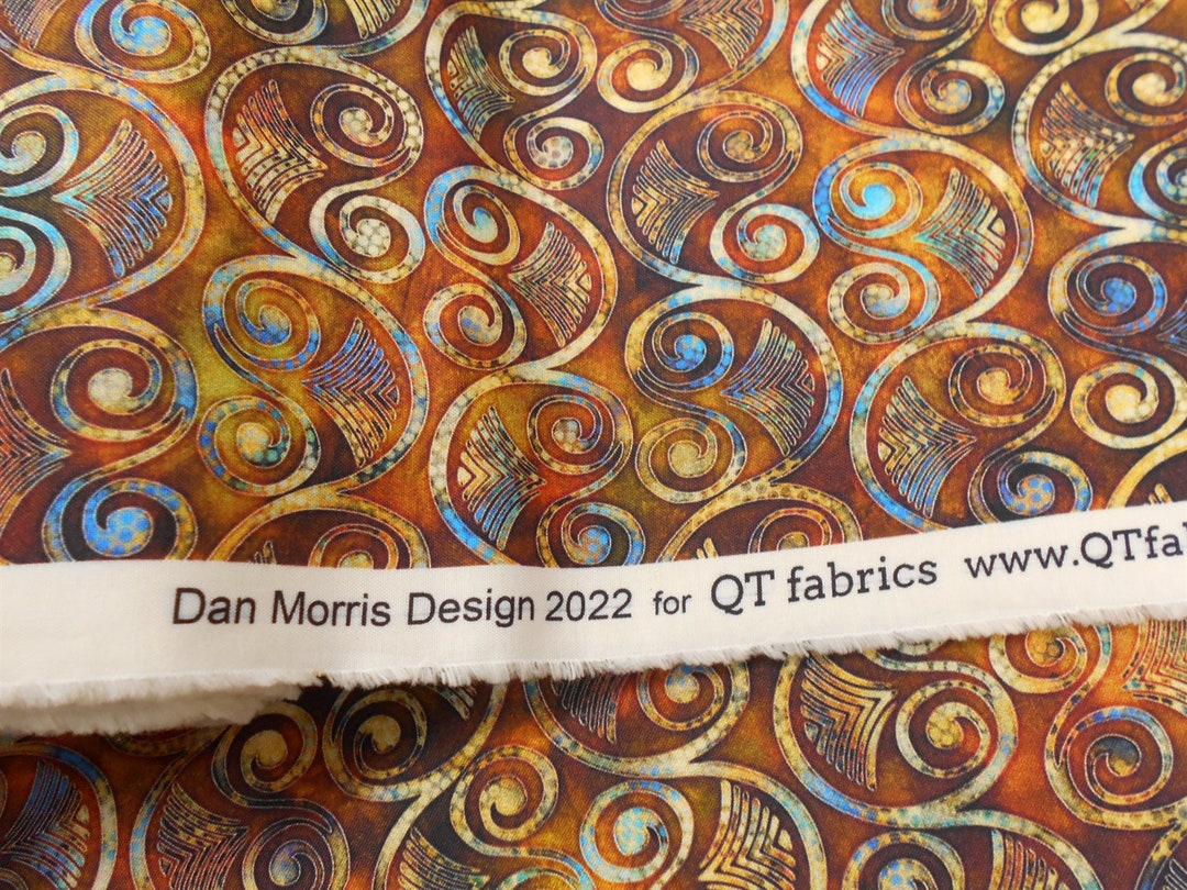 Fabric-#5587-set Swirl Copper/rainbow Batik Like Digitally Printed/dan ...