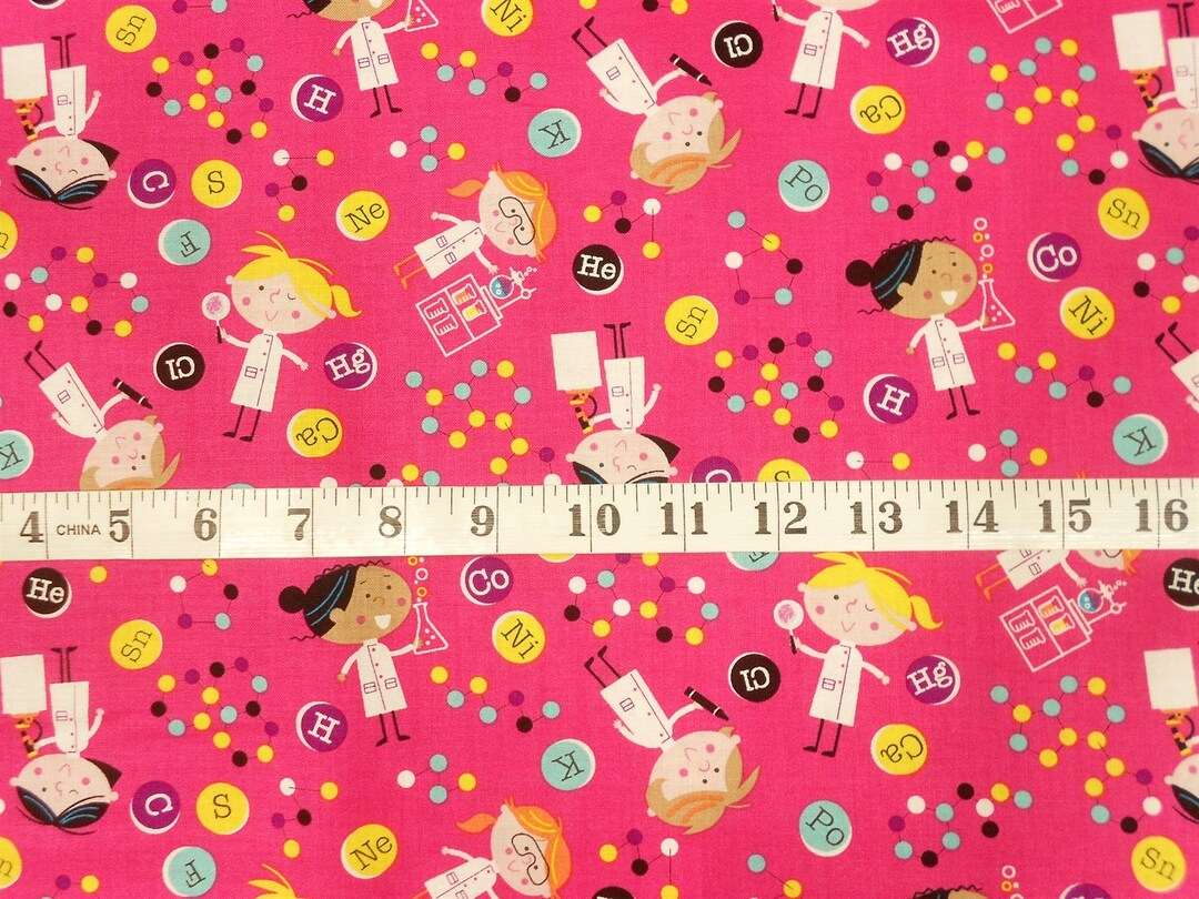 Fabric #4734 Pink Science Kids Girls/by Edward Miller for Michael ...