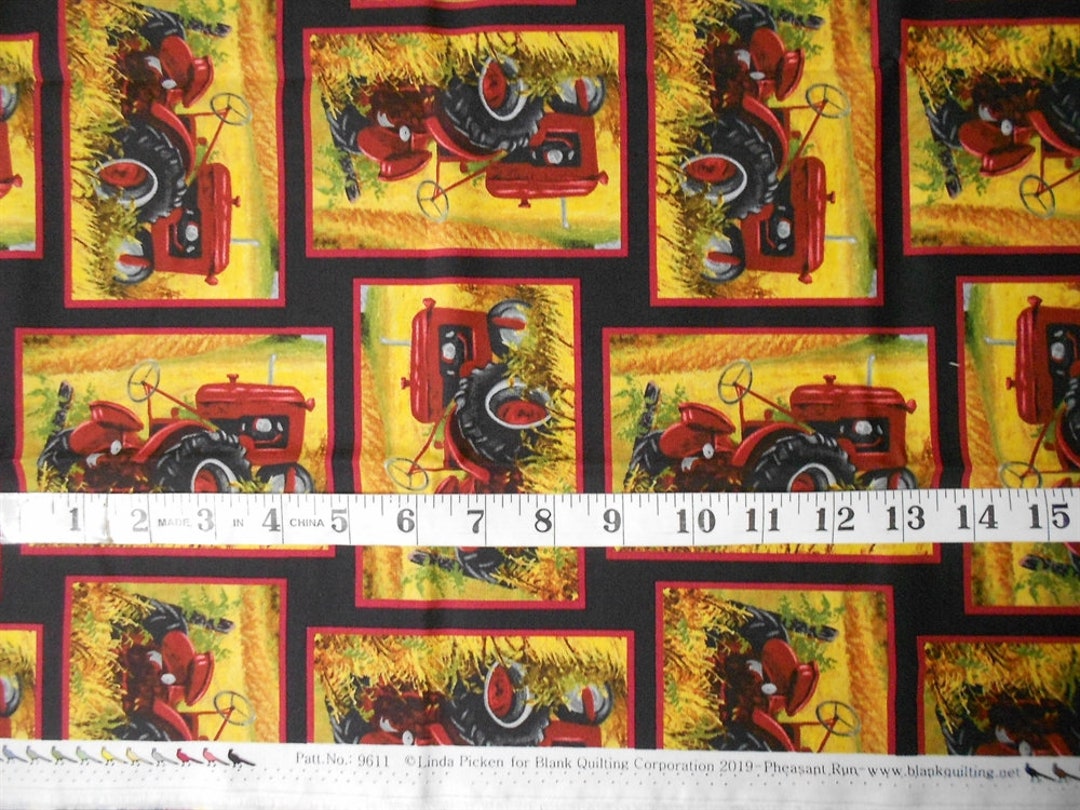Red Tractor Fabric-1yd Piece-"pheasant Run Fabric Line" #4164 Tractor ...