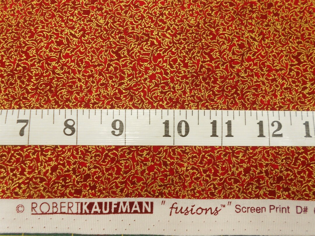 Fabric #4204-crimson Red Mini Scroll/metallic/gold/elegant/holiday ...