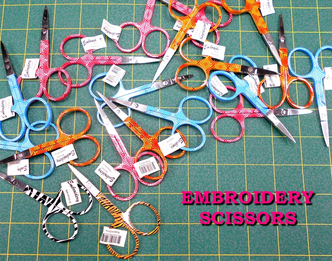 Embroidery Scissors/optical Illusion Orange Pink Blue/christmas Trees ...