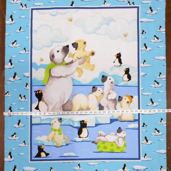 Polar Bear Border Print Fabric - Etsy