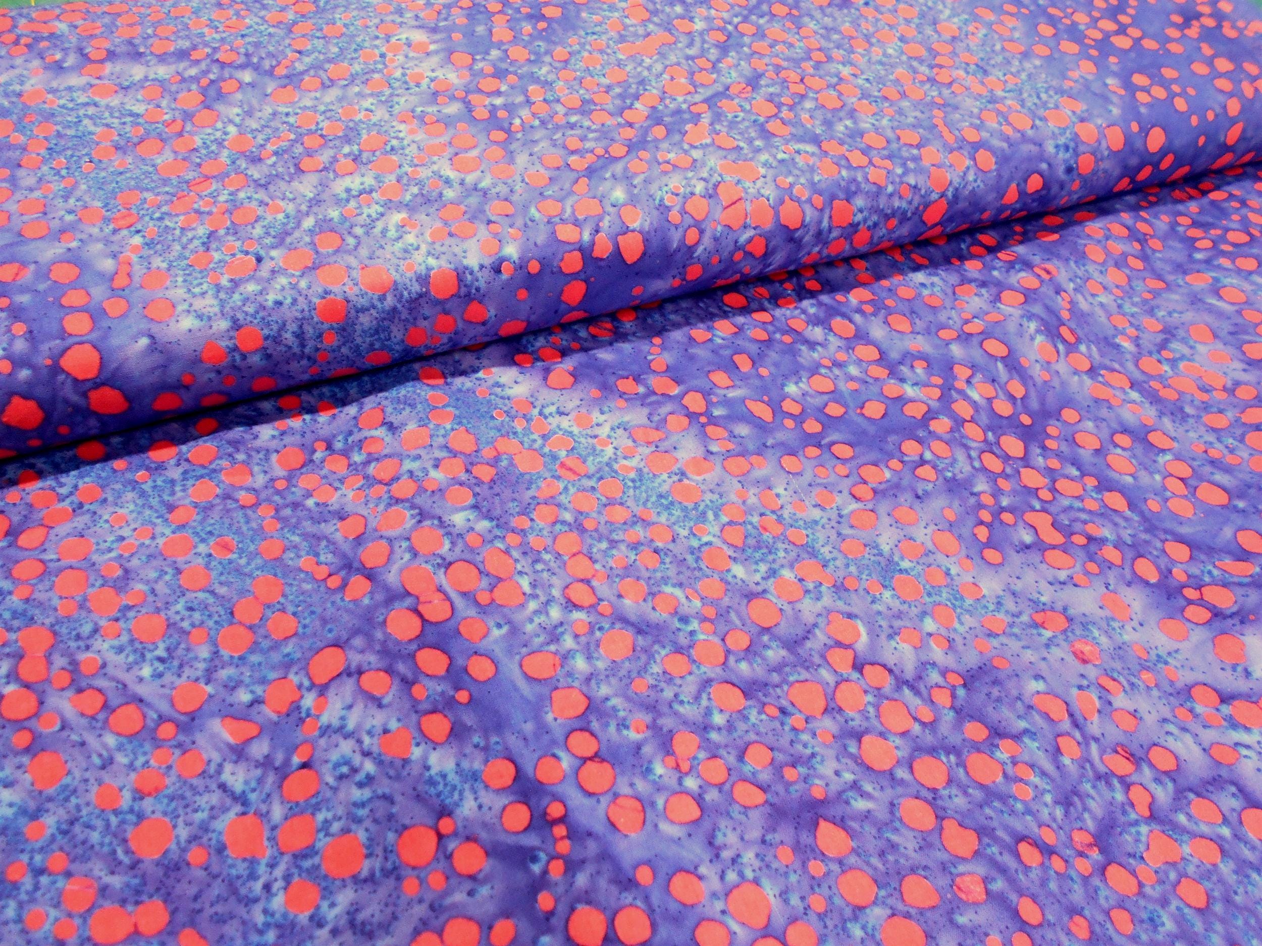 Batik Fabric #5893/purple Blue Multi Colored Background/watermelon Pink ...