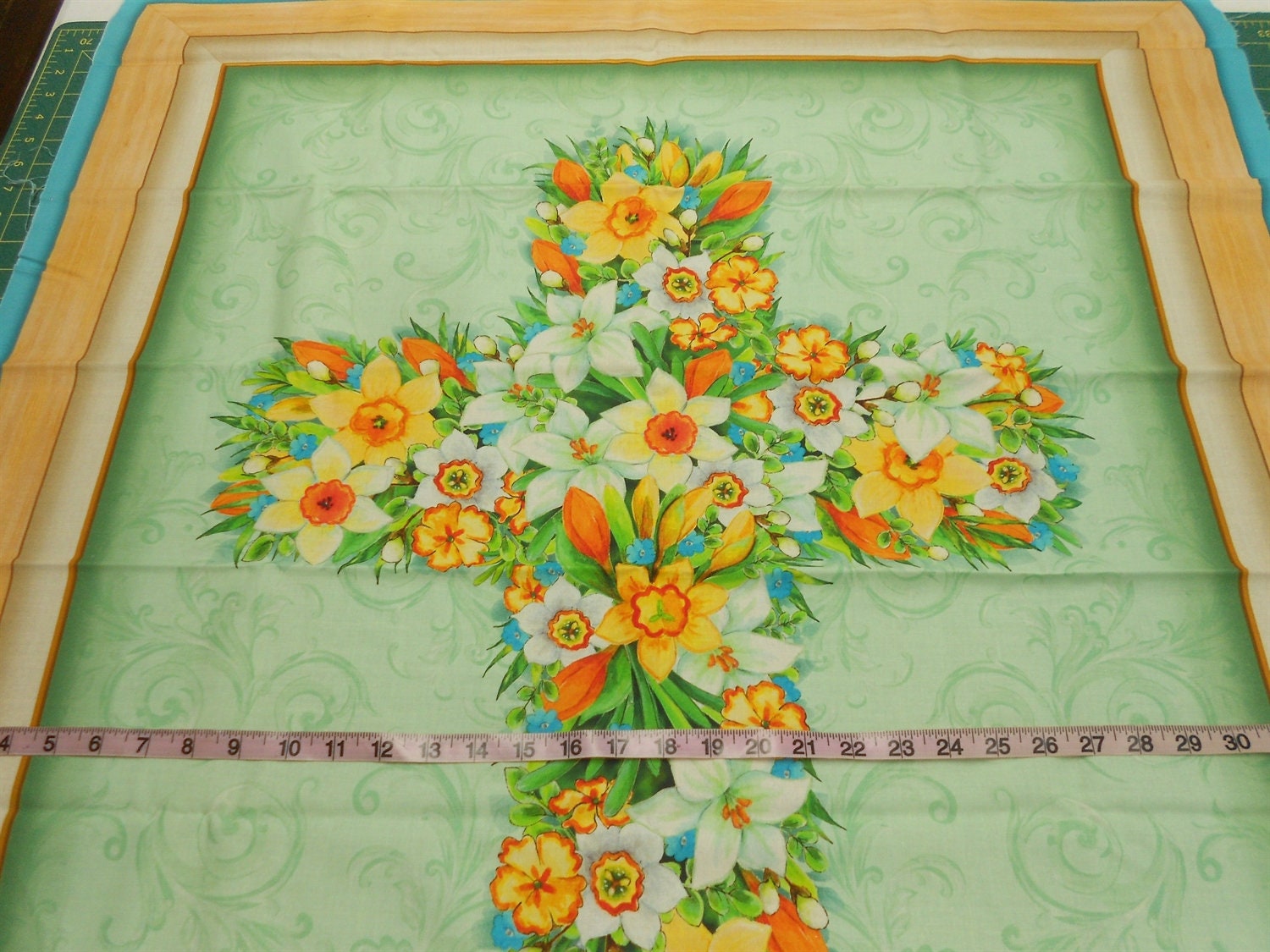Easter Cross Floral Fabric Panel-easter - Etsy