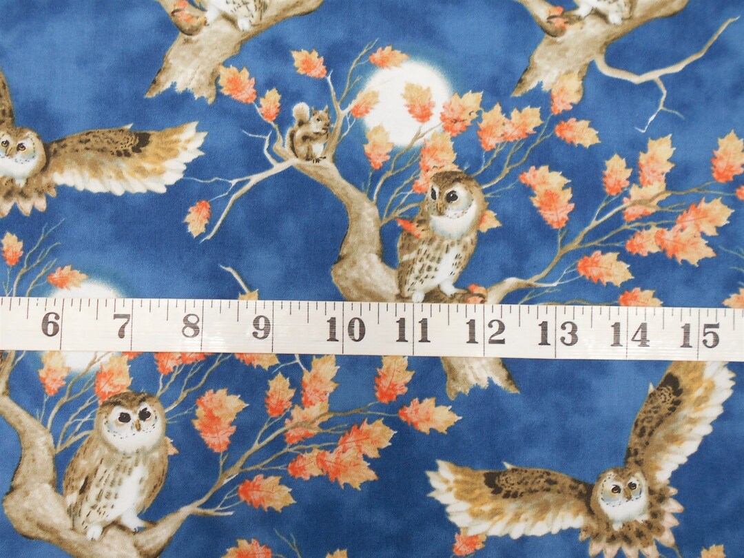 Fabric-#5456/navy Owls on Trees/nightscape/navy Sky Night Sky/night ...