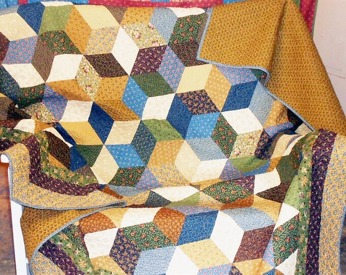 Thimbleberries/thimbleberry Tumbling Block Quilt Queen/king 92 X 91 ...