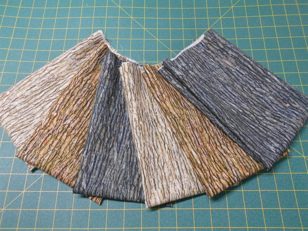 Tree Bark Fabric-6pc Fat Quarter Bundle Putty/umber/pepper Colored Bark ...