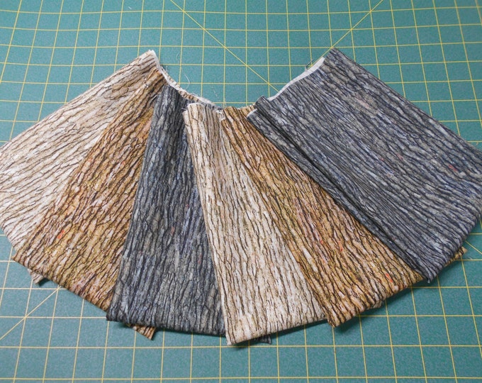 Tree Bark Fabric-6pc Fat Quarter Bundle Putty/umber/pepper Colored Bark ...