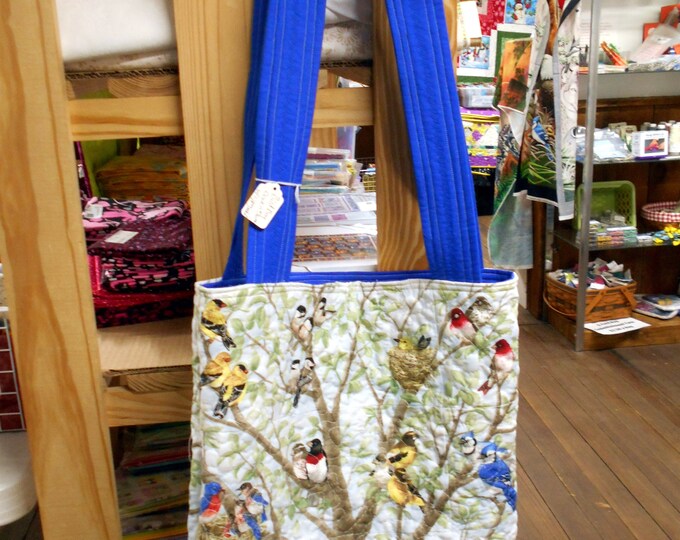 Tote/bag/purse-quilted Birds in a Tree/cardinal Blue Jay Chickadee Wren ...
