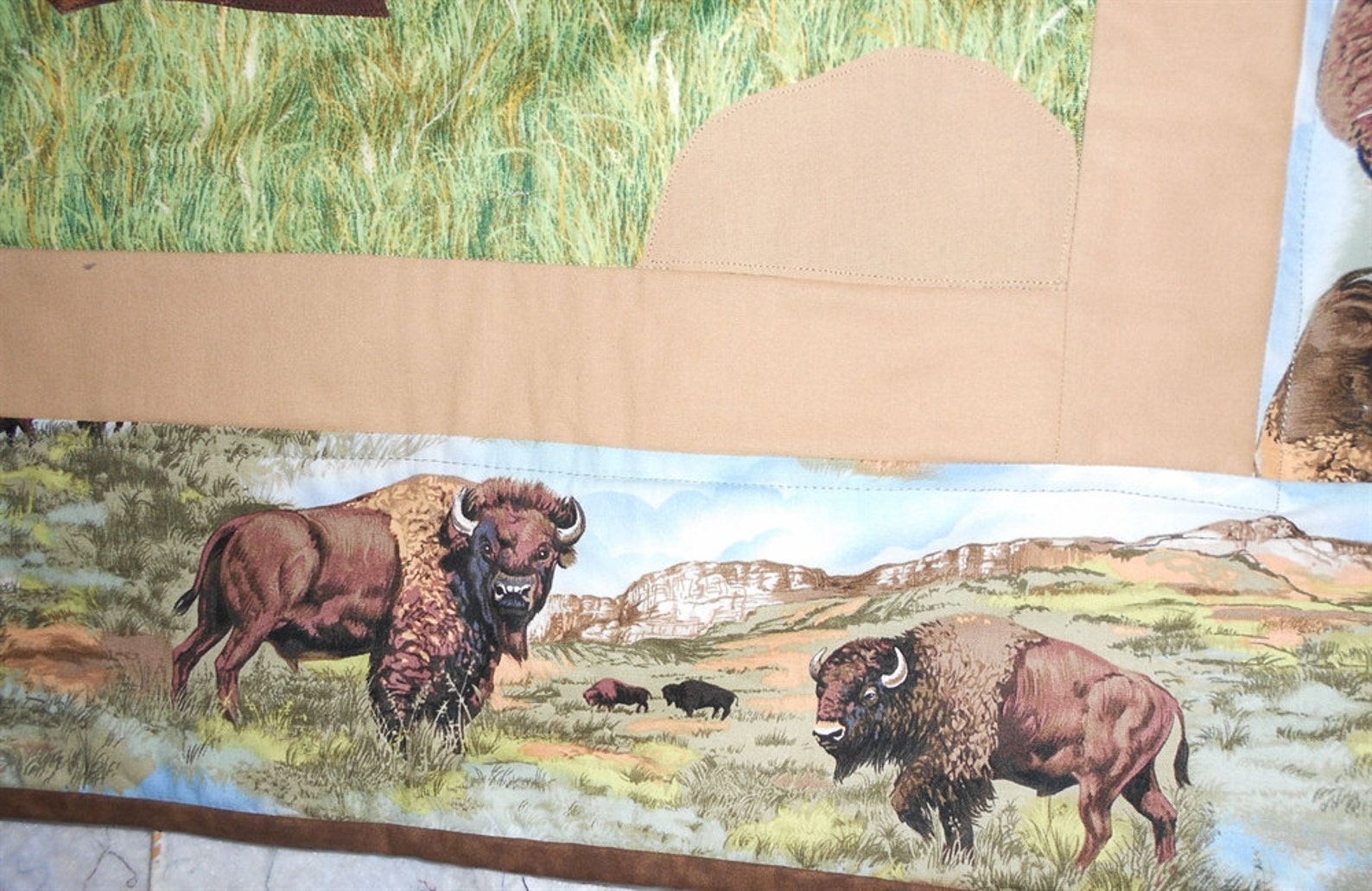 Lap Quilt/wall Hanging Bison/buffalo in Grass Applique Quilt - Etsy