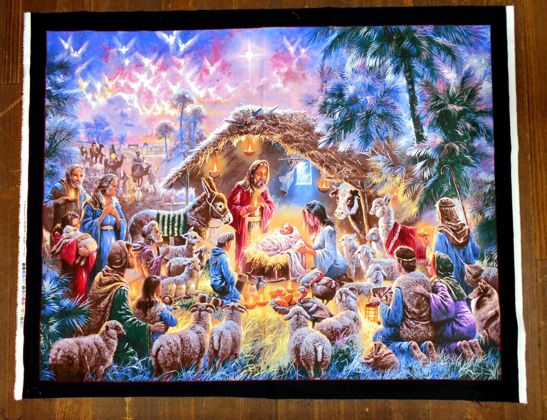 Nativity Manger Fabric Panel #5868/approx 34x42"/jesus Mary Joseph ...