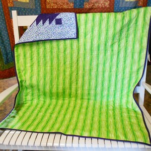 Blue/purple/lime Pinwheel Quilt - Baby/toddler 44" X 57" (lime Wavy ...