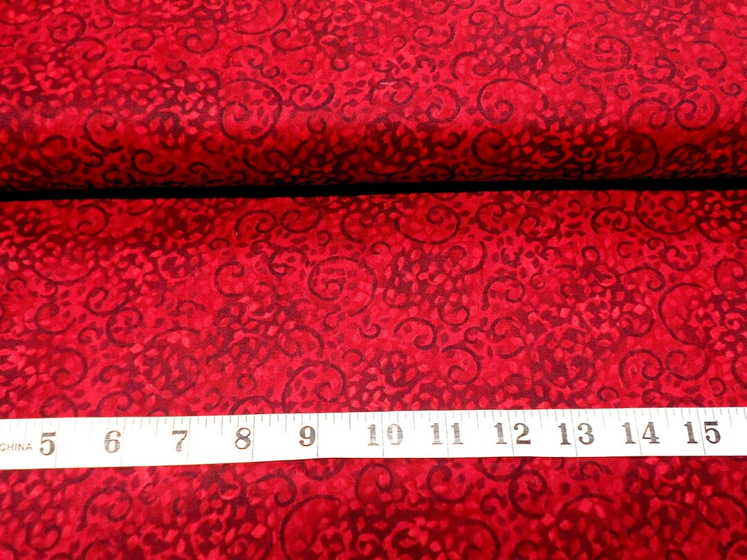 Fabric-1yd Piece #4302 -ruby Slippers/red Scroll Tonal Texture ...