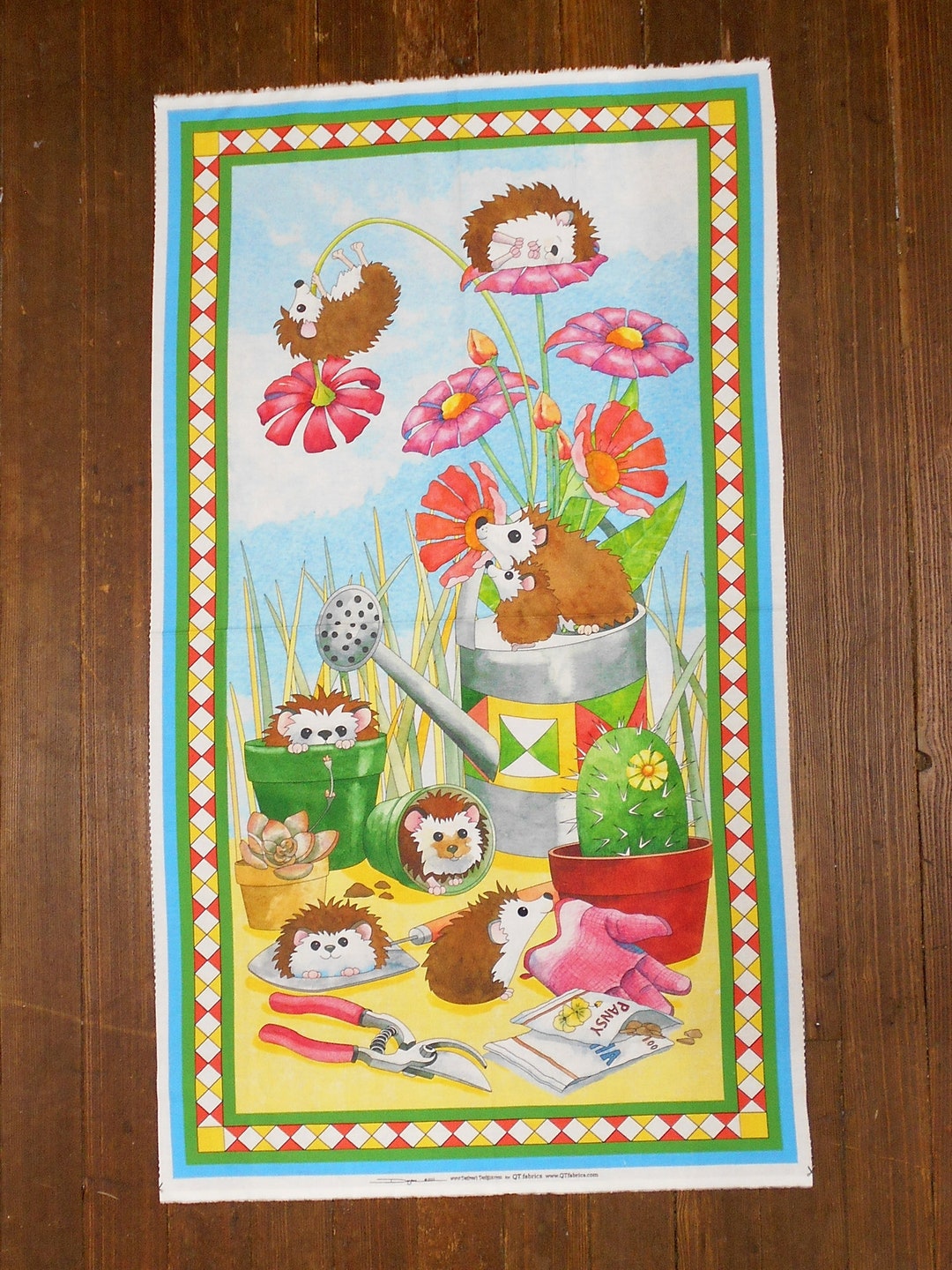 Fabric-#5528 Hedgehog Panel 24x42"-hedgehog Fabric/who Let the Hogs Out ...
