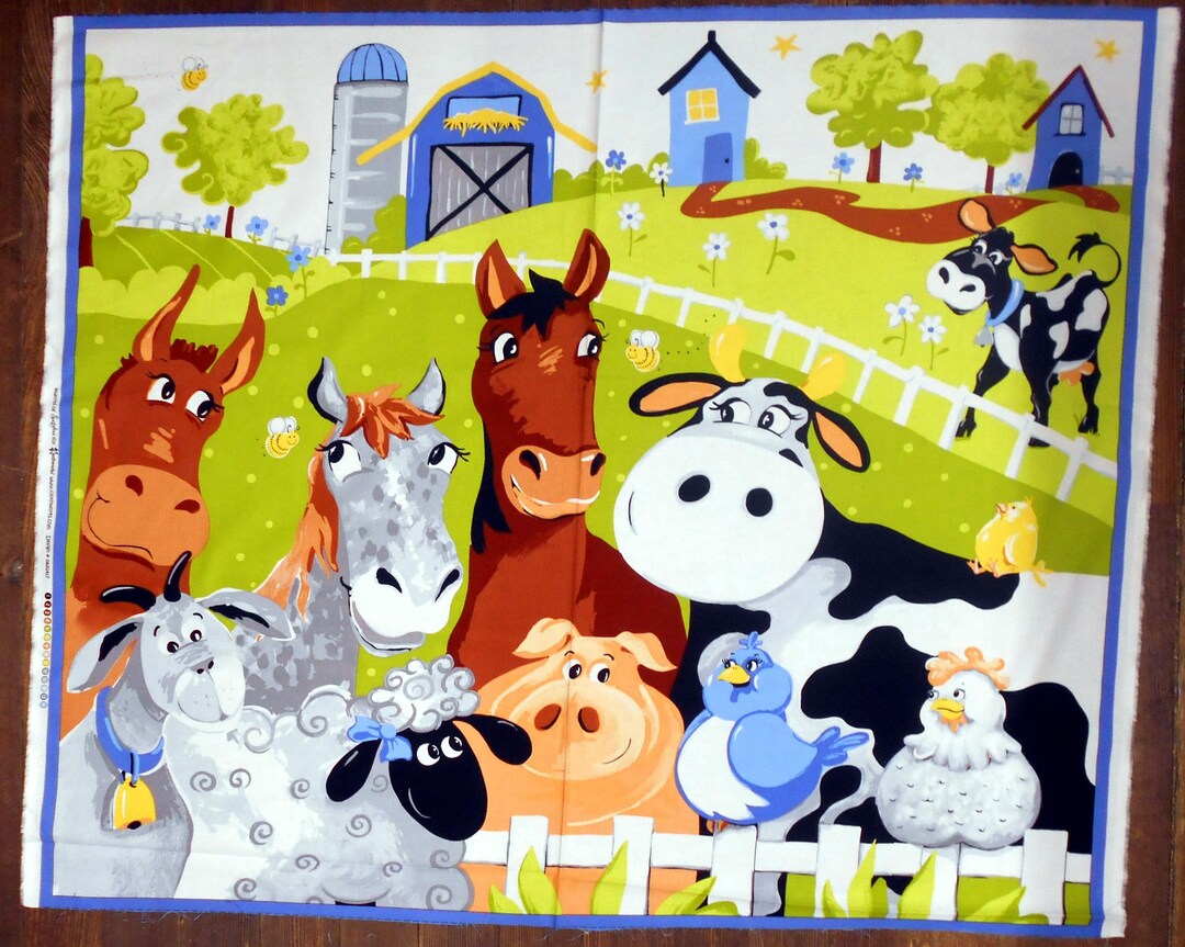 Barnyard Blues & Noises Playmat Panel #6089/approx 36x43"/farm Animals ...