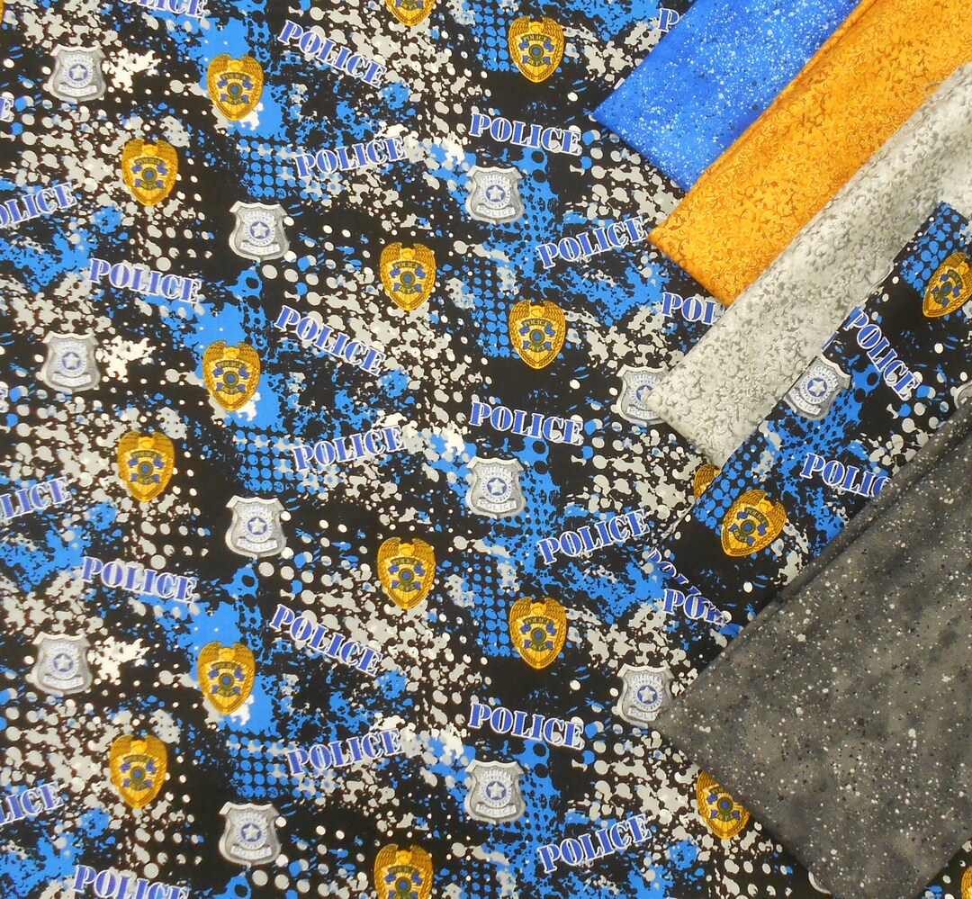 Police Badge Fabric/thin Blue Line/6pc Fat Quarter Bundle (b386)/blue ...