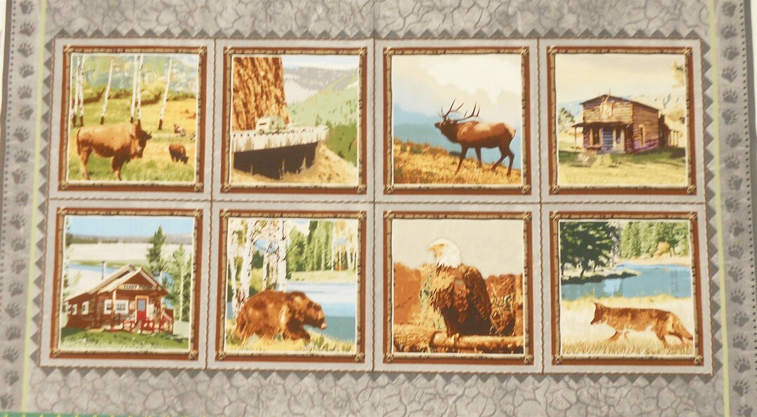 Fabric-yellowstone Panel #4688 Grey Brown Panel Approx. 24x42"/buffalo ...