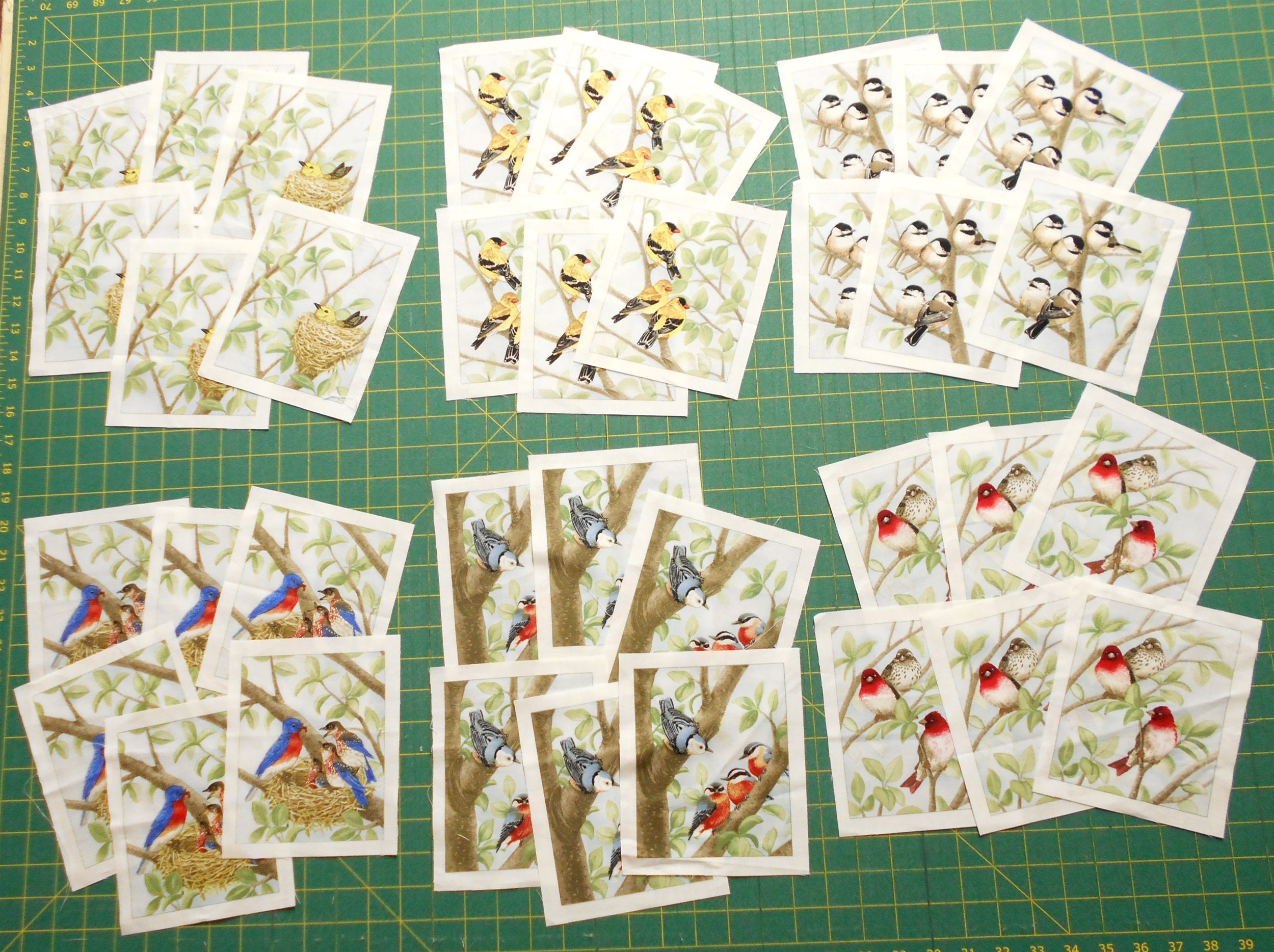 Birds in Tree Fabric Blocks-choose a Bird, Get a Set of 6 the Same ...