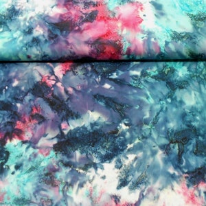Fabric-1/2 or 1yd piece 4747 Batik-Paradise/pink purple aqua | Etsy