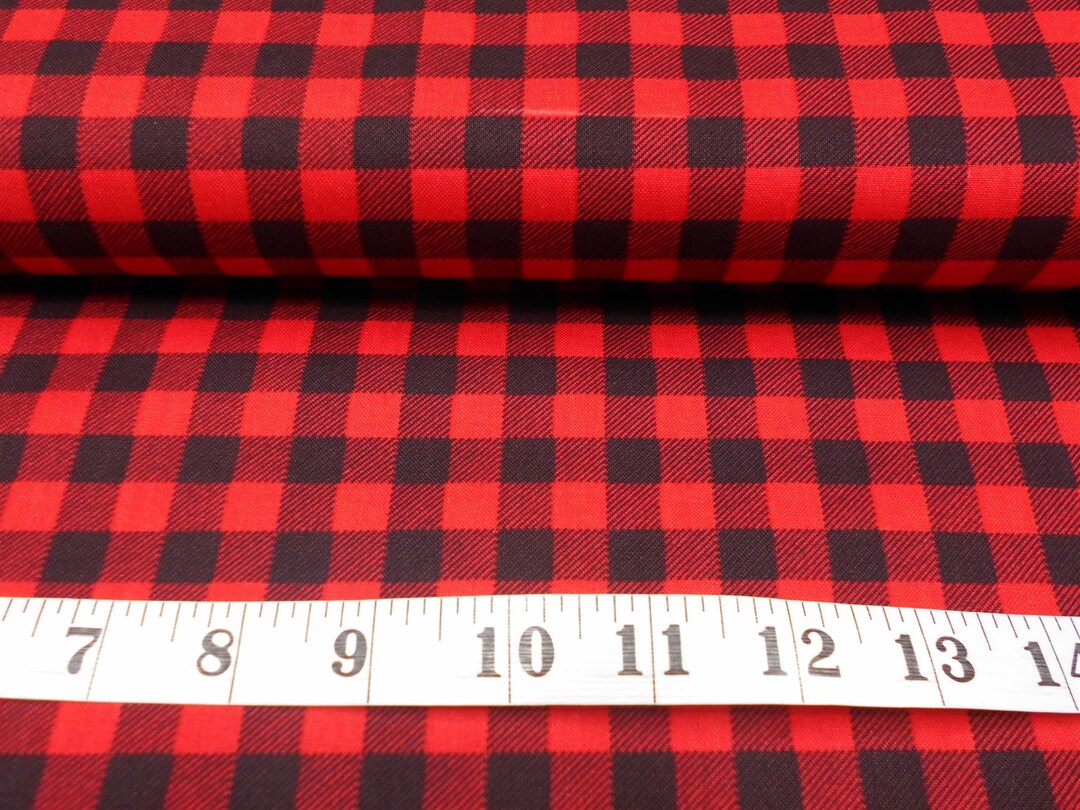 Red Buffalo Check Fabric- 1/2 or 1 Yd Piece #5430- Red Black Plaid ...