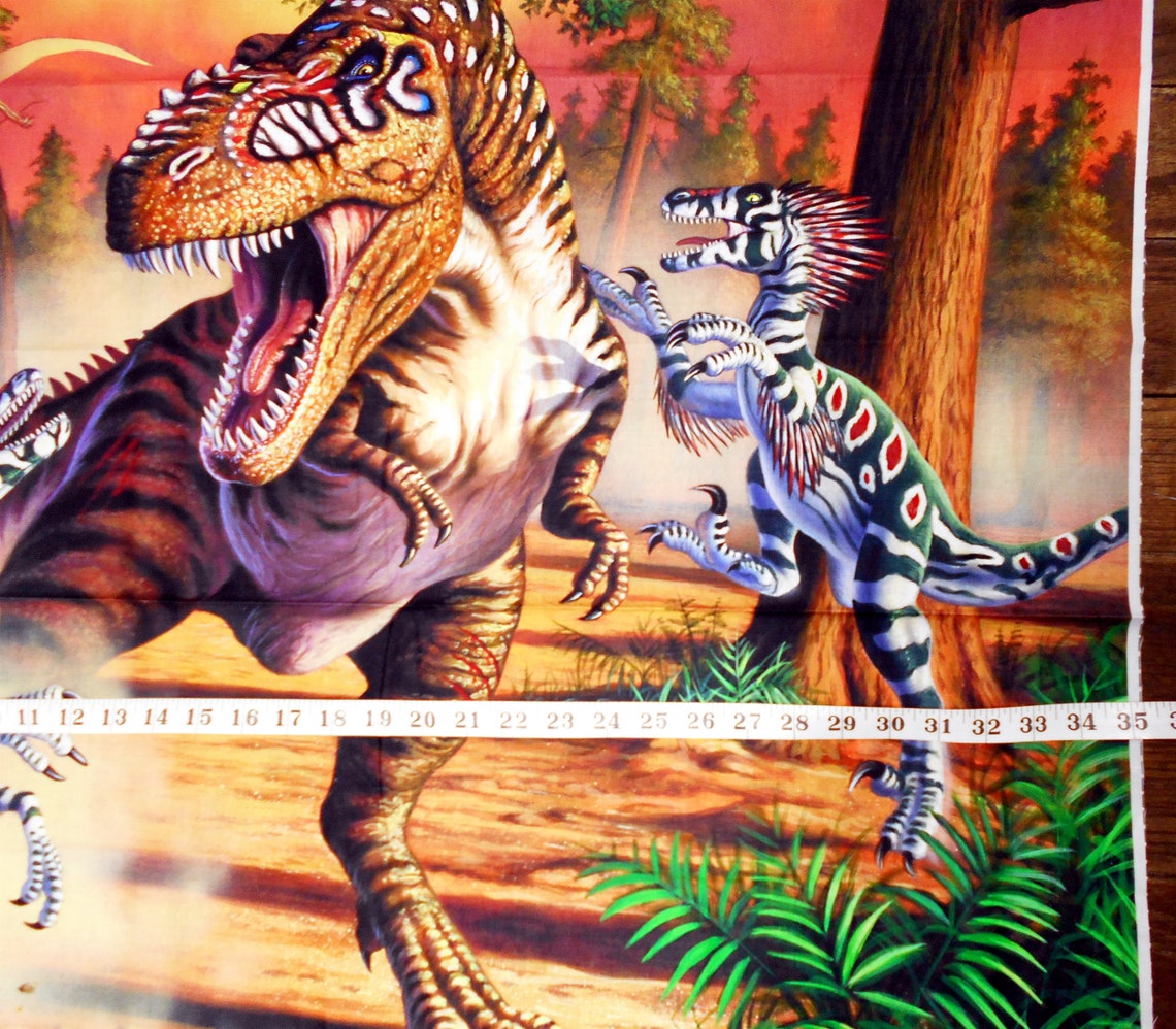 Realistic Dinosaur Panel "dino Battle" Approx. 35x42" #4994/four ...
