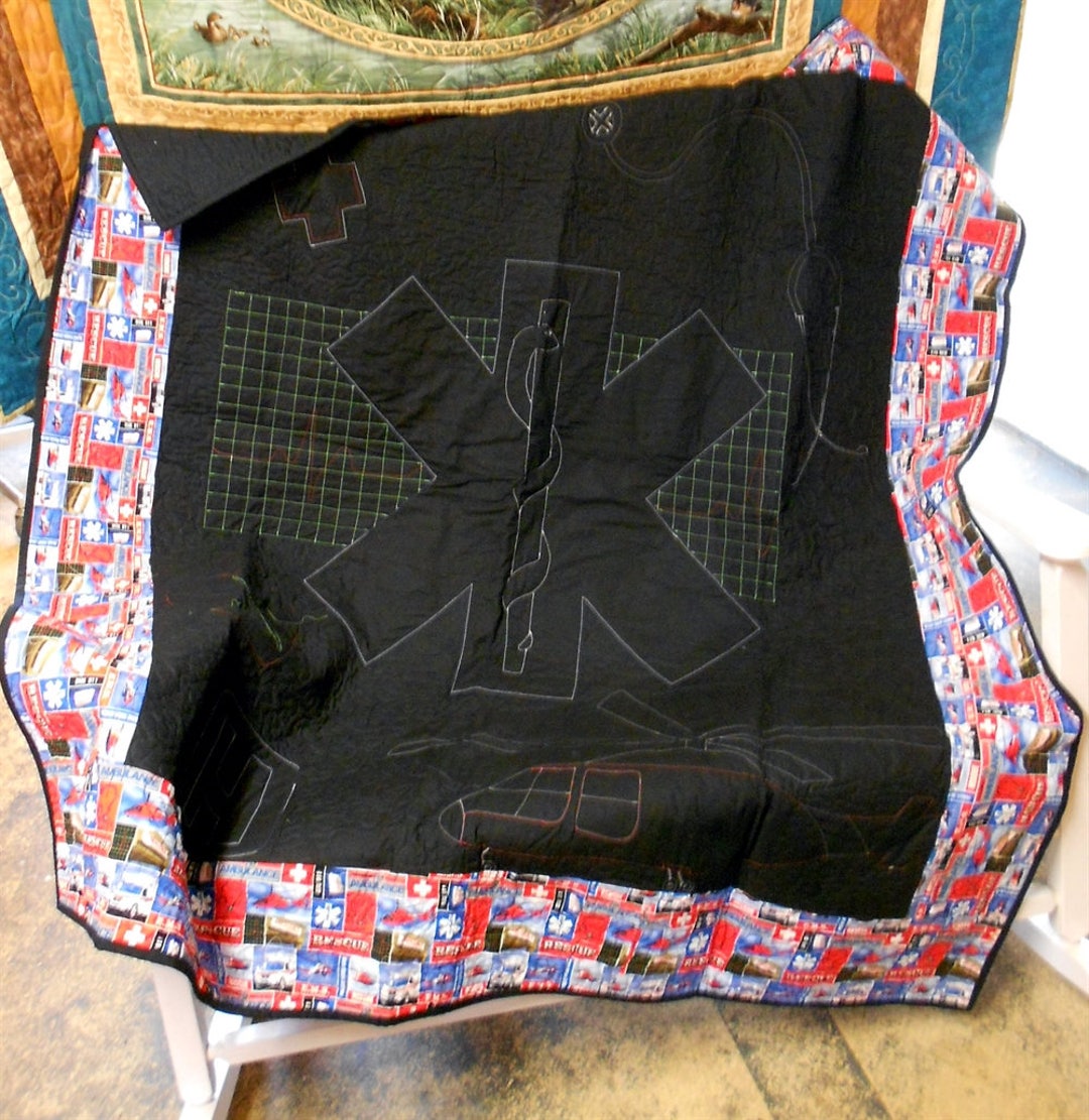 Emt/ems/paramedic/medical Lap Quilt- One of a Kind 57" X 65" -ambulance ...