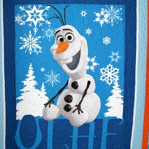 Frozen/olaf Snowman Quilt - Large Lap/twin 64" X 80" (light Blue/dark ...