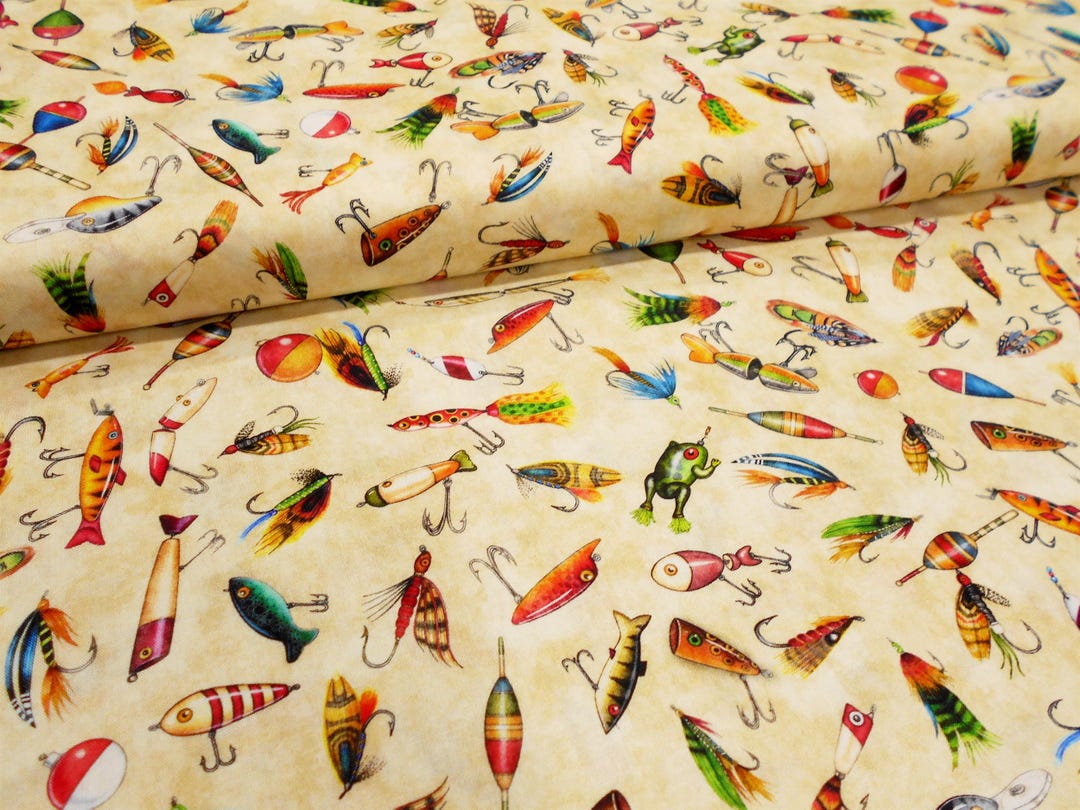 Fabric- #5968 Fish Tails- Fishing Lures Tan/beige/crank Bait Frog Flies ...