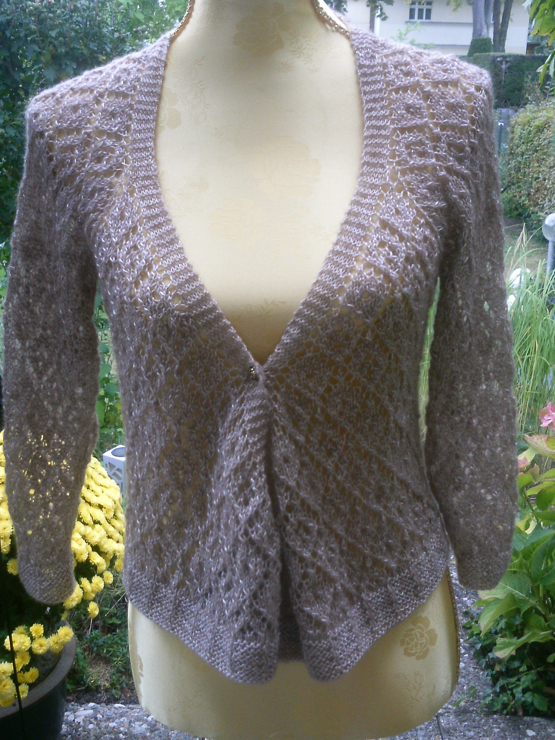 Knit Jacket,golden-brown, Ajour Pattern, S, Uk 10-12, Us 8-10 - Etsy Canada