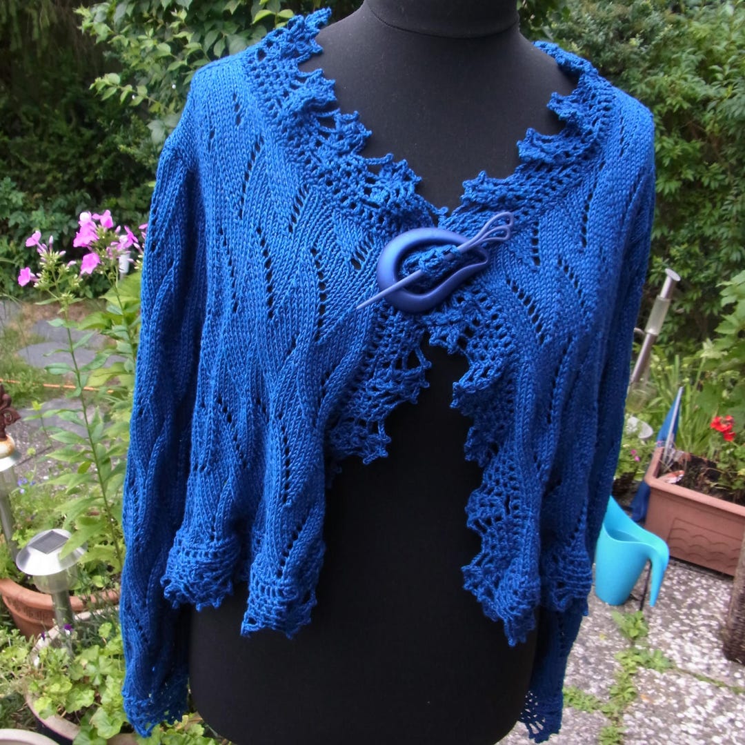 Knitted Poncho Blue, Very Wide, Poncho With Arms, Cape, Stole, Jacket ...